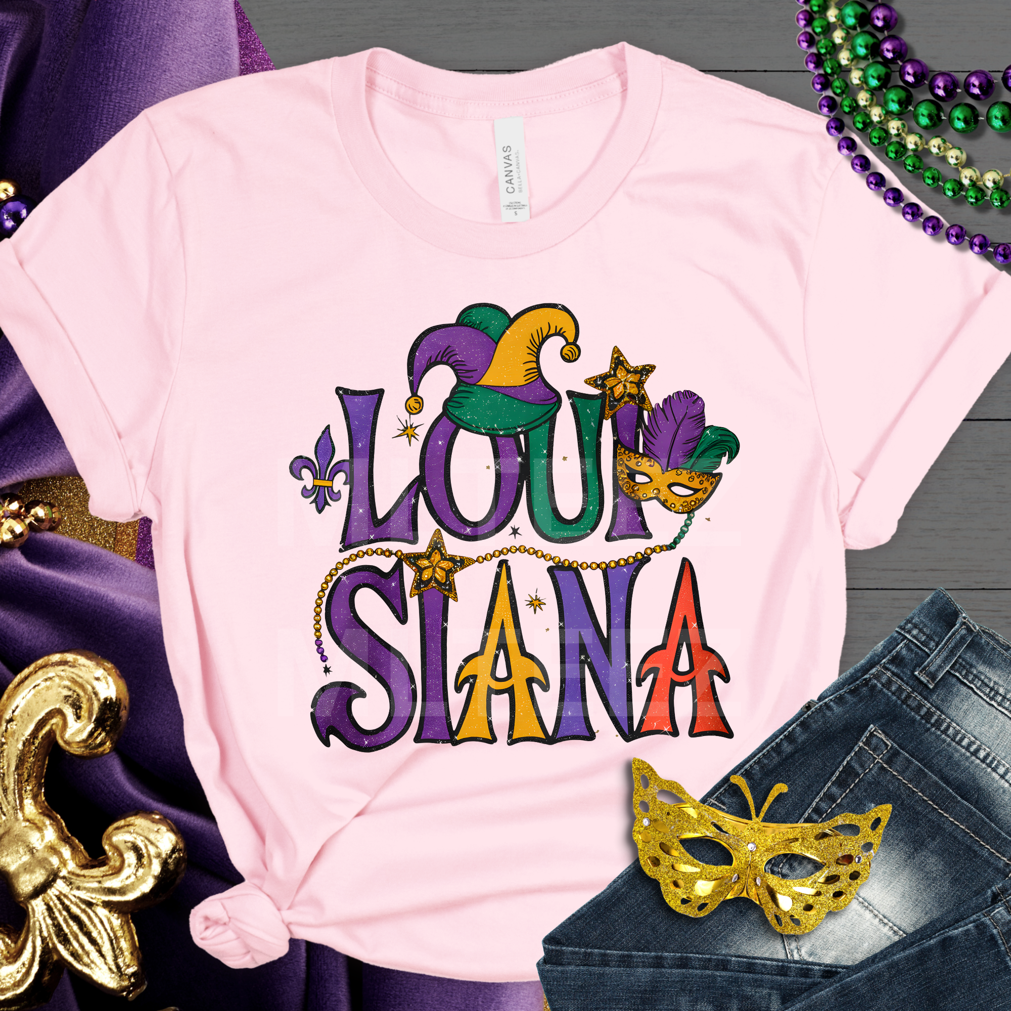 Louisiana (Mardi Gras) (3) DTF Direct To Film – MLTeezUnlimited
