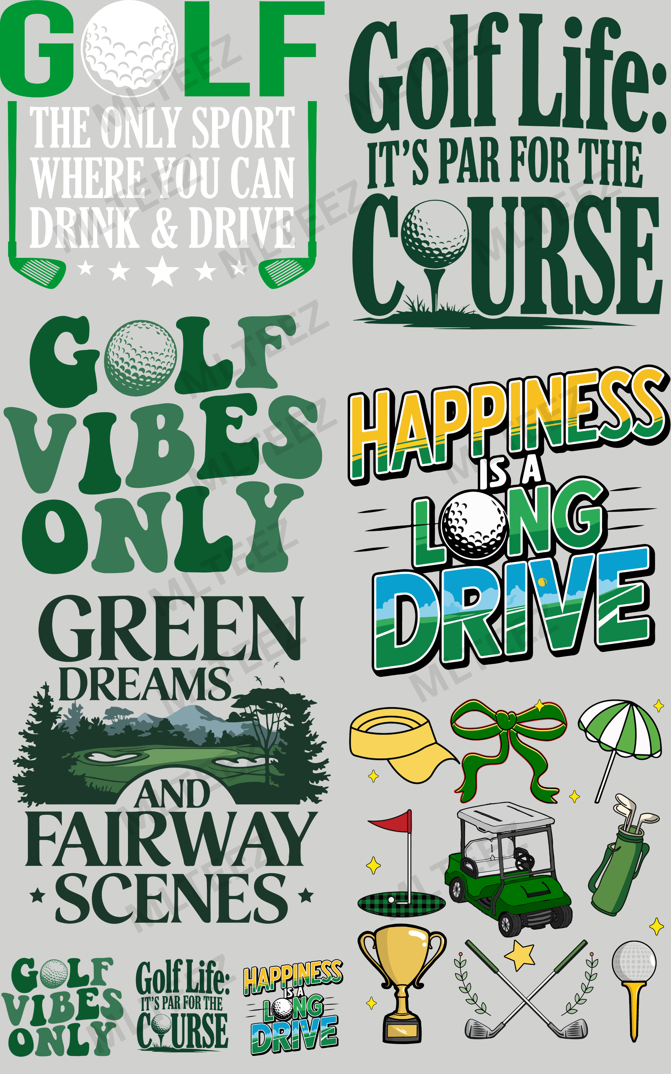 GOLF (1) PREMADE GANGSHEET - 22X36 DTF TRANSFERS - DIRECT TO FILM ...